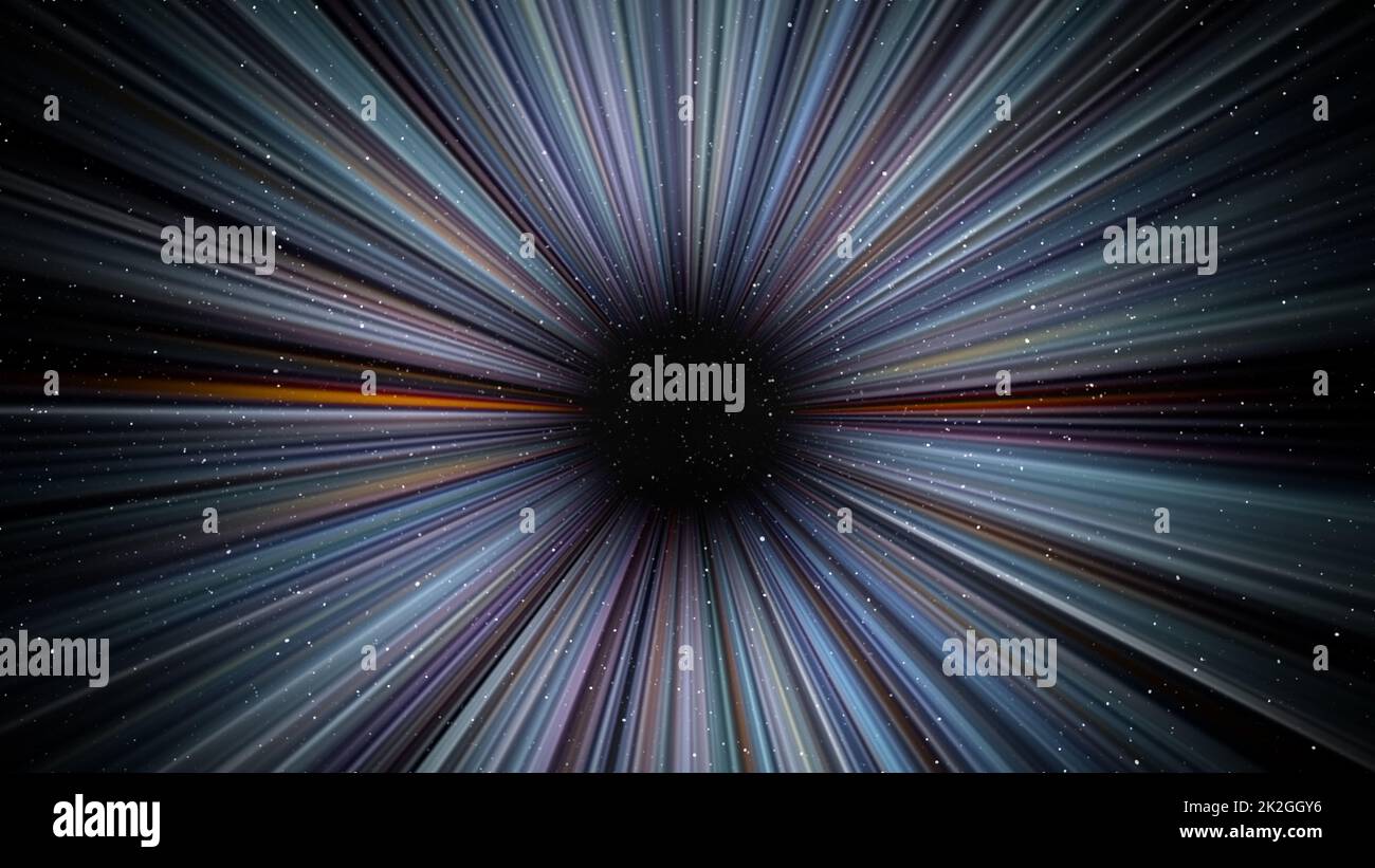 Hyperspace speed effect in night starry sky. Bright black galaxy ...