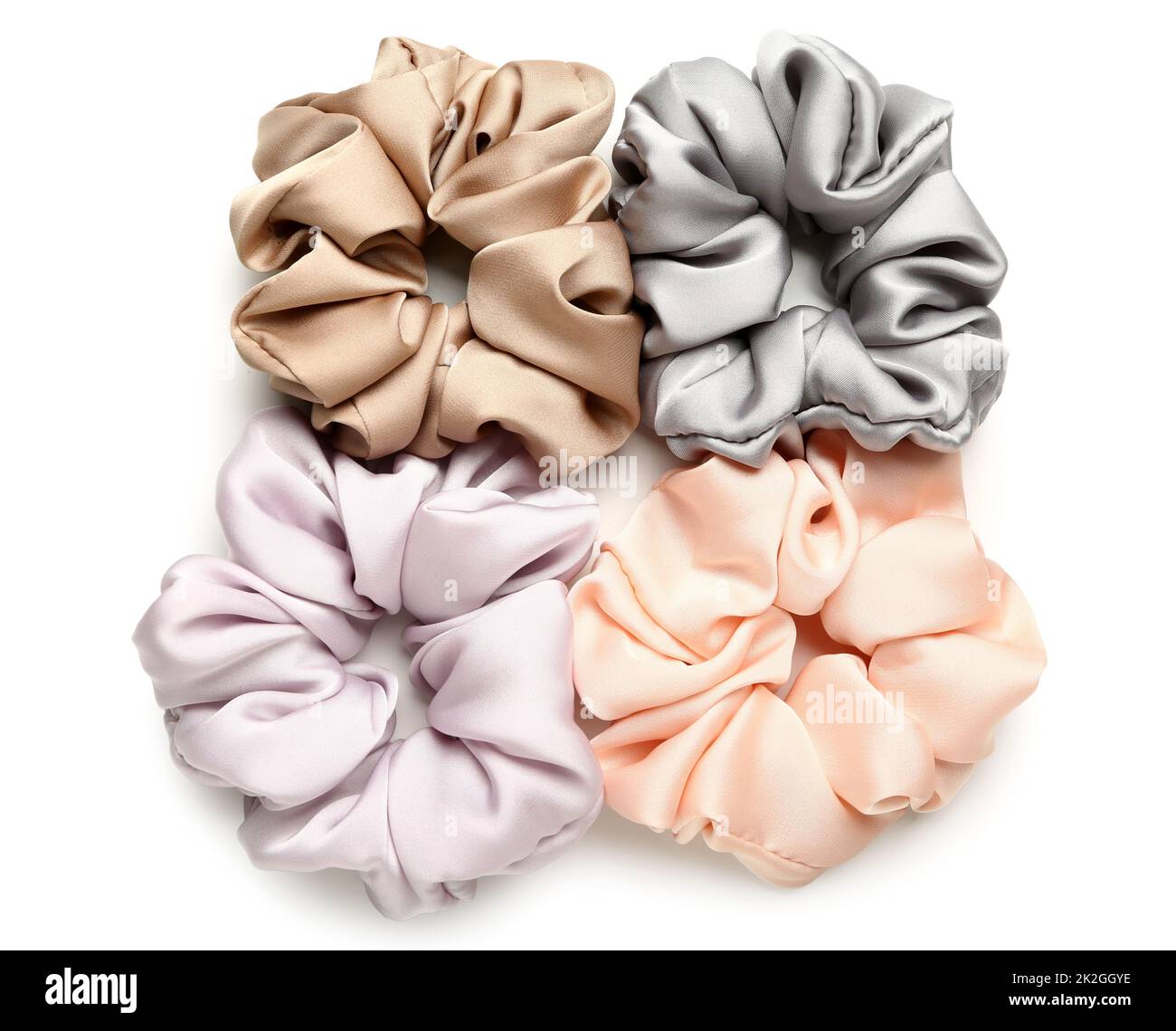 Different scrunchies isolated on white background Stock Photo - Alamy
