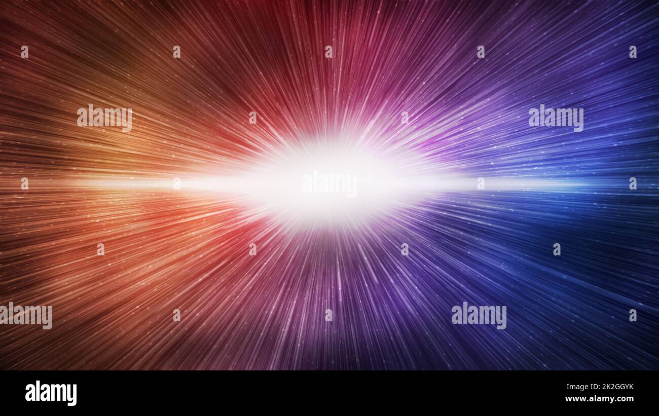 Big bang effect on bright red and blue galaxy sky hi-res stock ...