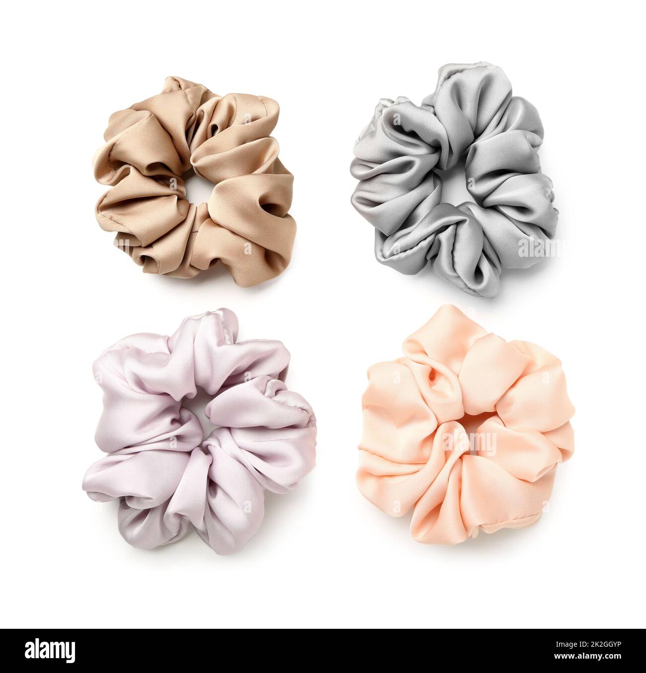 Set of scrunchies on white background Stock Photo - Alamy