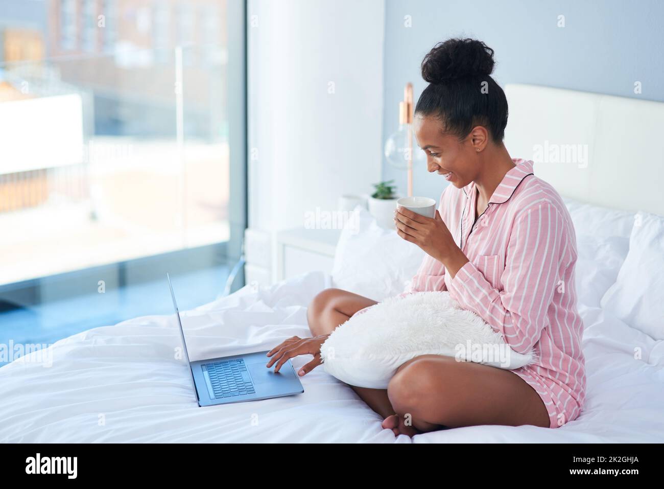 Woman drink coffee before bed hi-res stock photography and images - Alamy