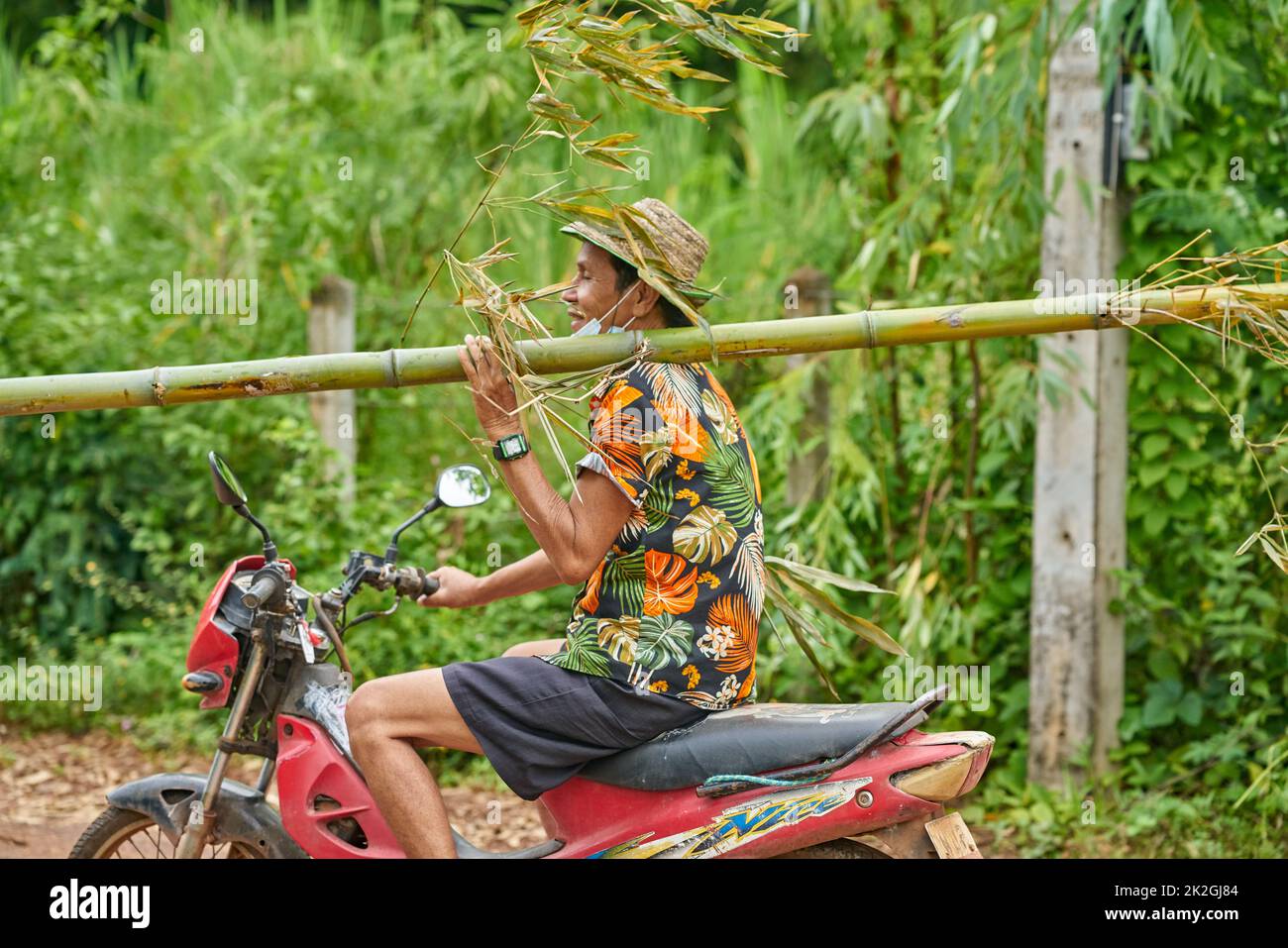 Man carrying bamboo poles hi-res stock photography and images - Alamy