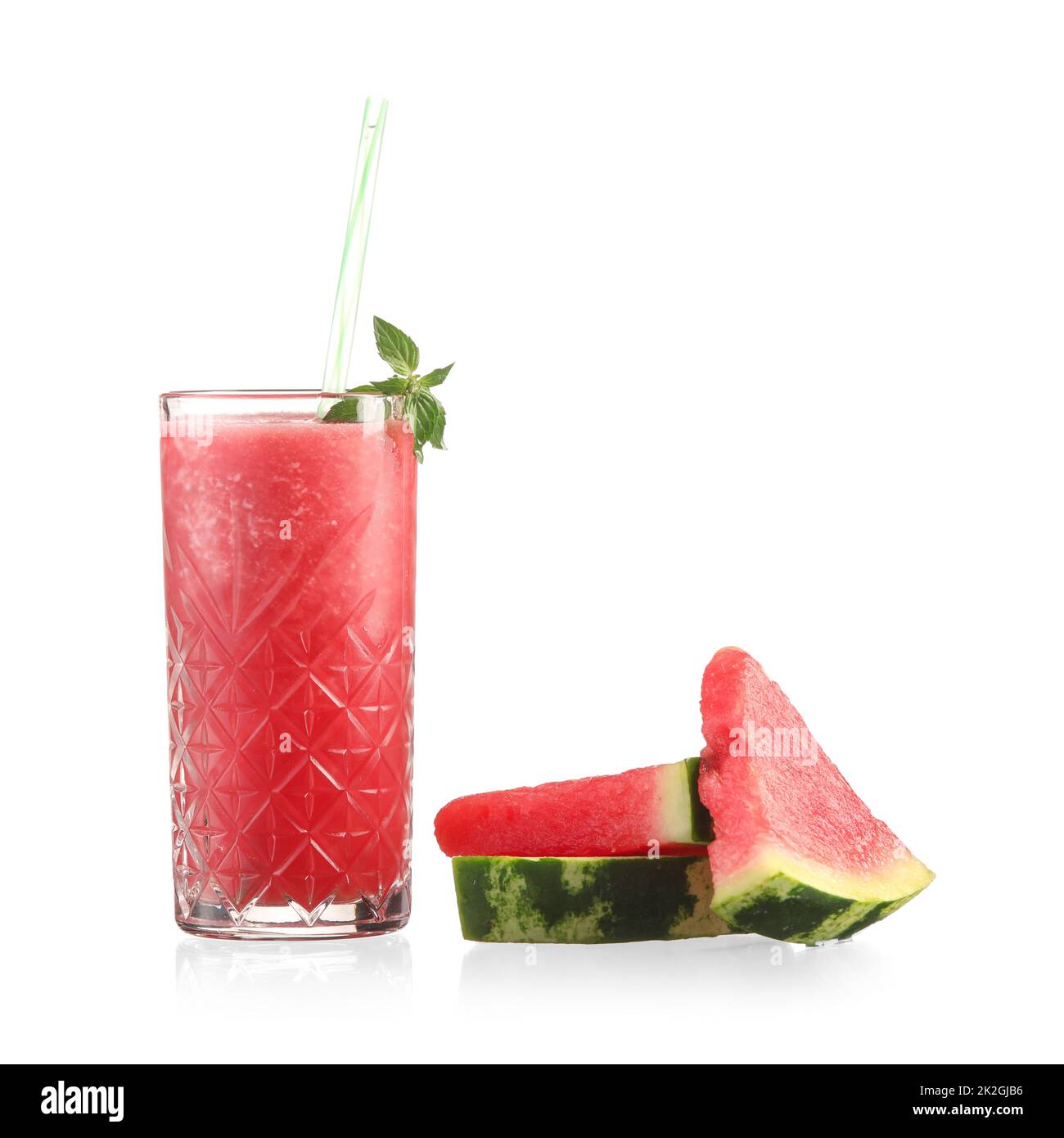 Glass of cold watermelon fresh on white background Stock Photo - Alamy