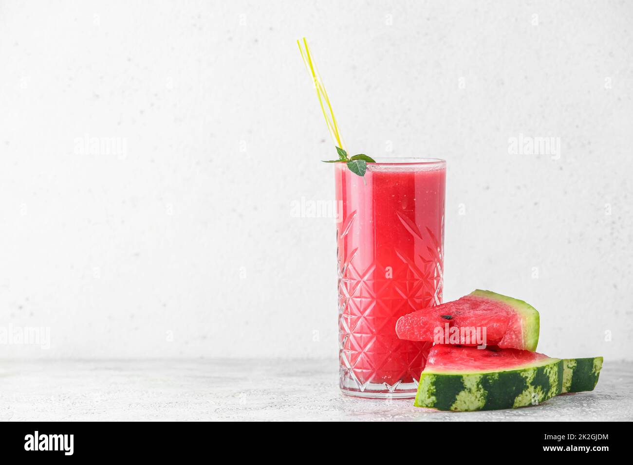 Glass with cold watermelon fresh on light background Stock Photo - Alamy