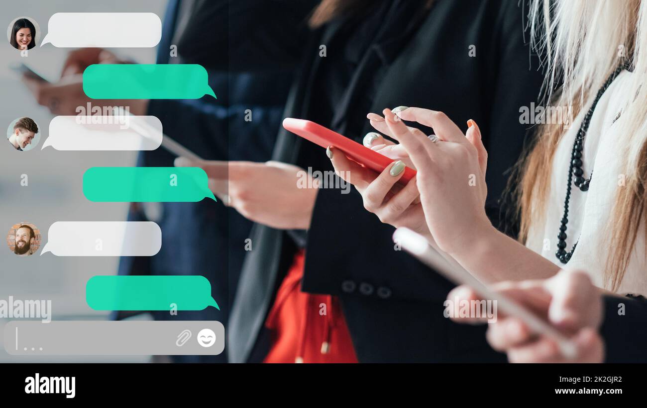 Mobile app. Social media chat. Virtual communication. Digital lifestyle ...