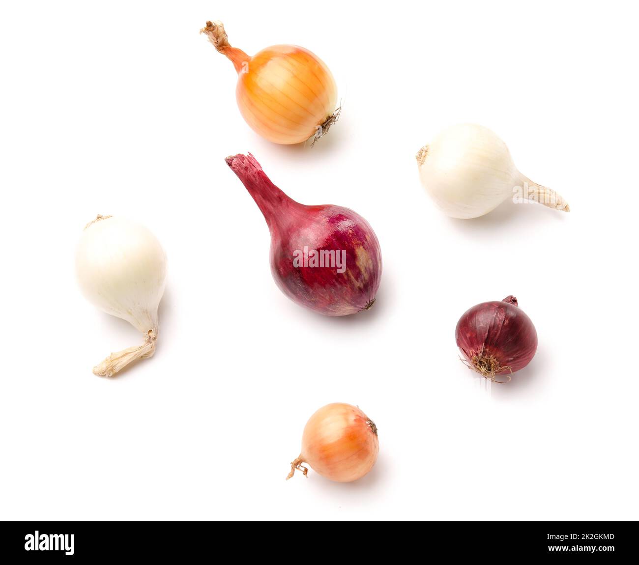 Different types of onion on white background Stock Photo - Alamy