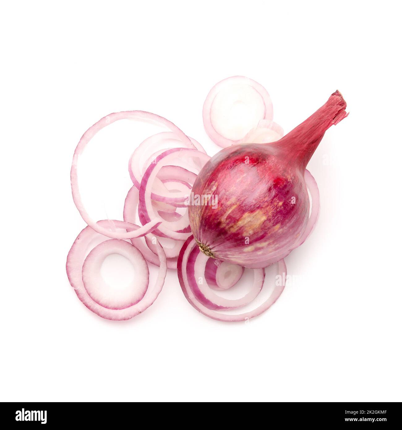 Cut red onion isolated on white background Stock Photo - Alamy