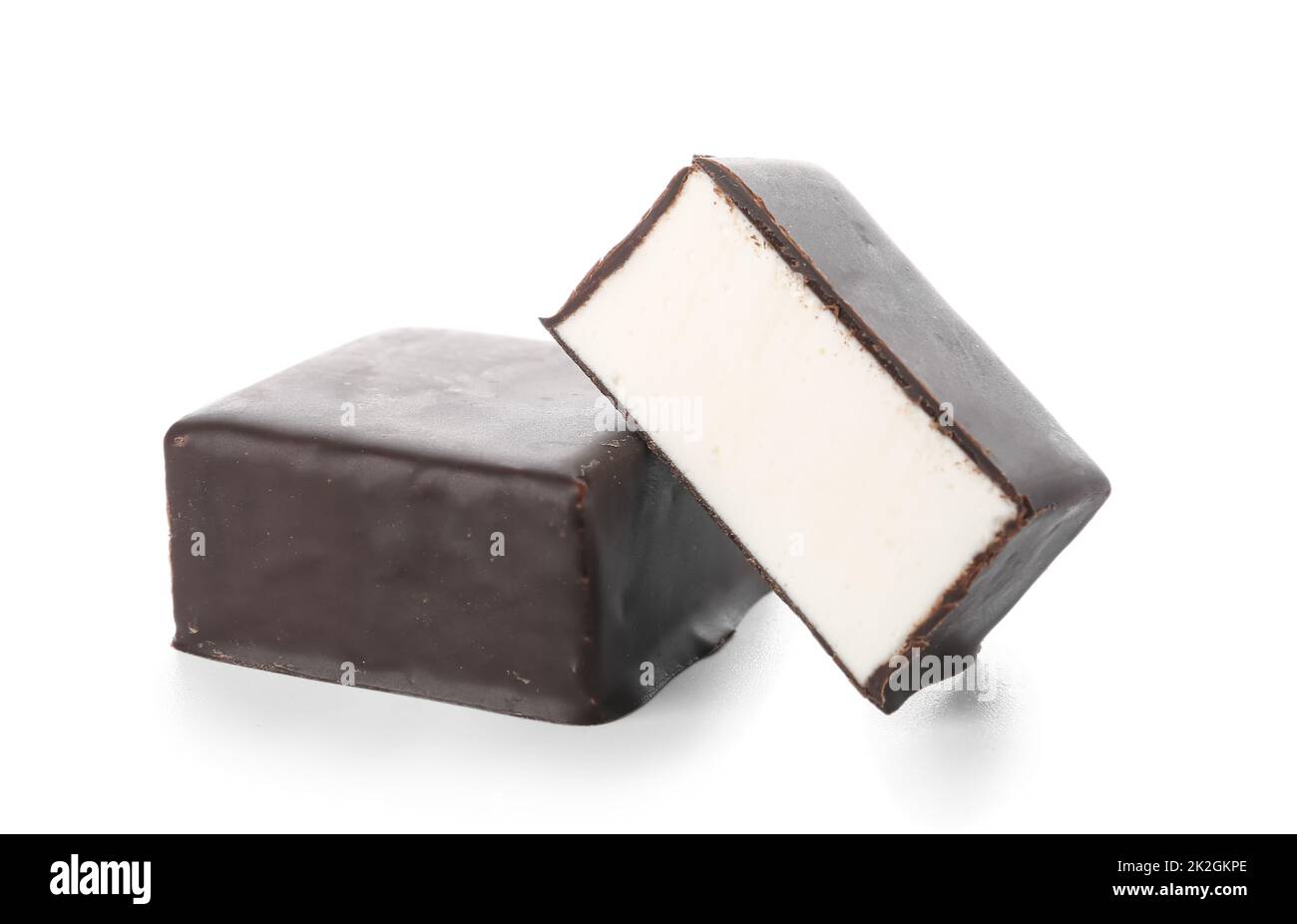 Delicious bird's milk candies isolated on white background Stock Photo ...