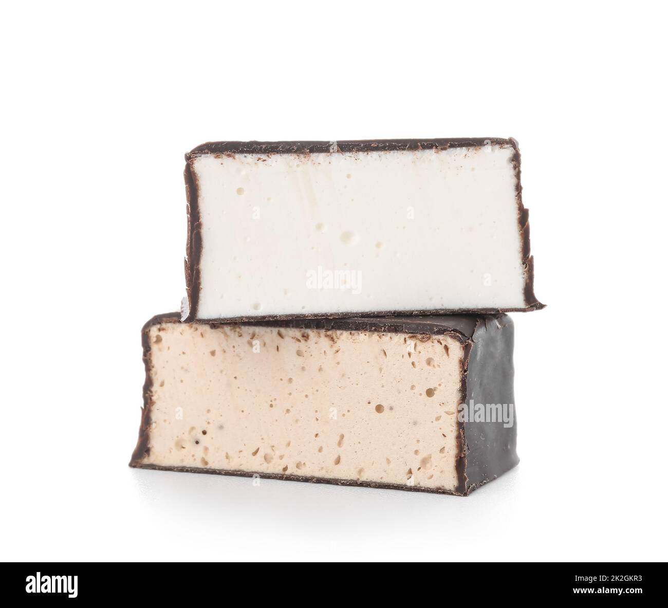 Delicious bird's milk candies isolated on white background Stock Photo ...