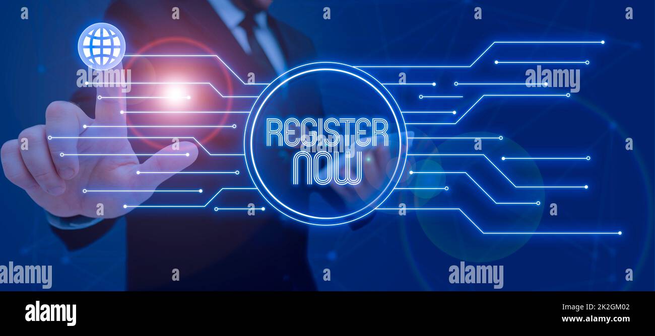 Inspiration showing sign Register Now. Concept meaning Name in an ...
