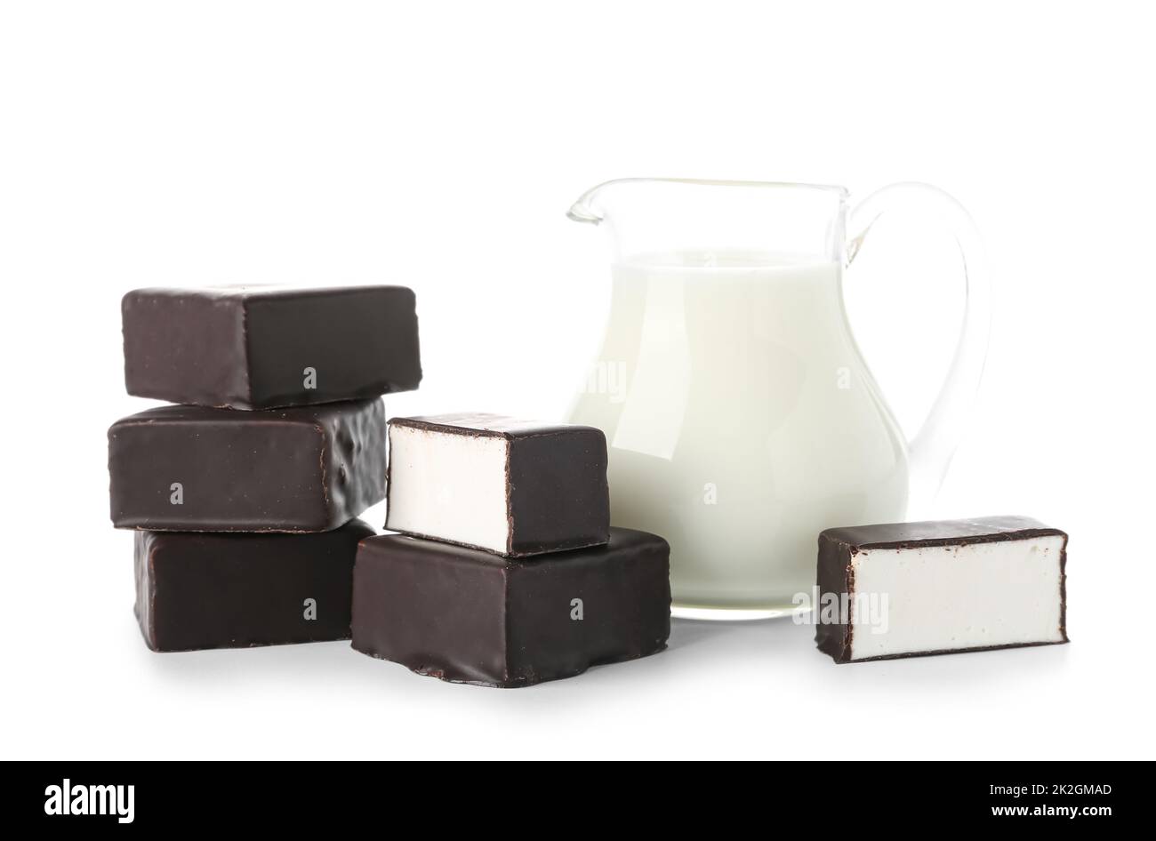 Tasty bird's milk candies isolated on white background Stock Photo - Alamy