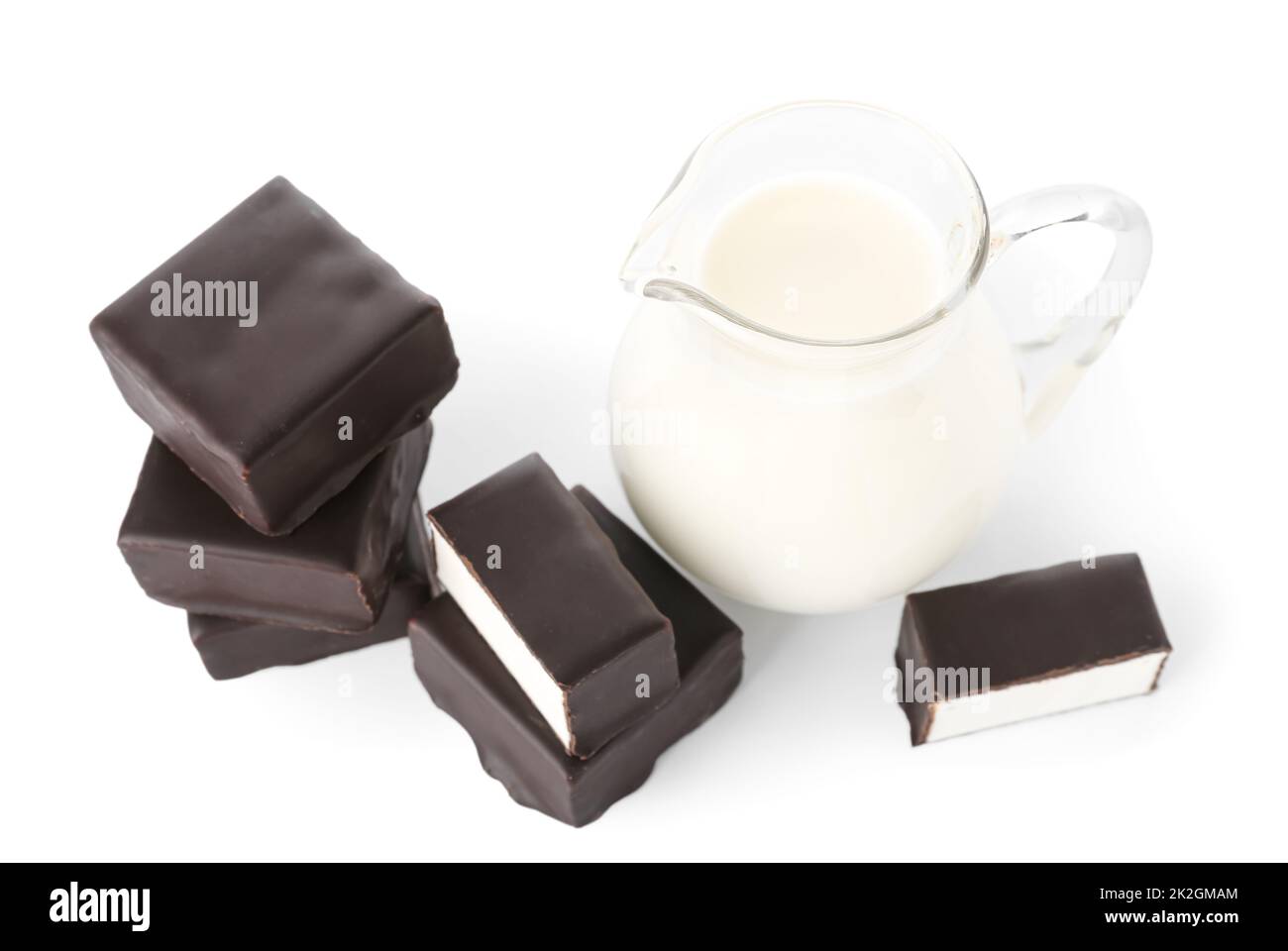 Tasty bird's milk candies isolated on white background Stock Photo - Alamy