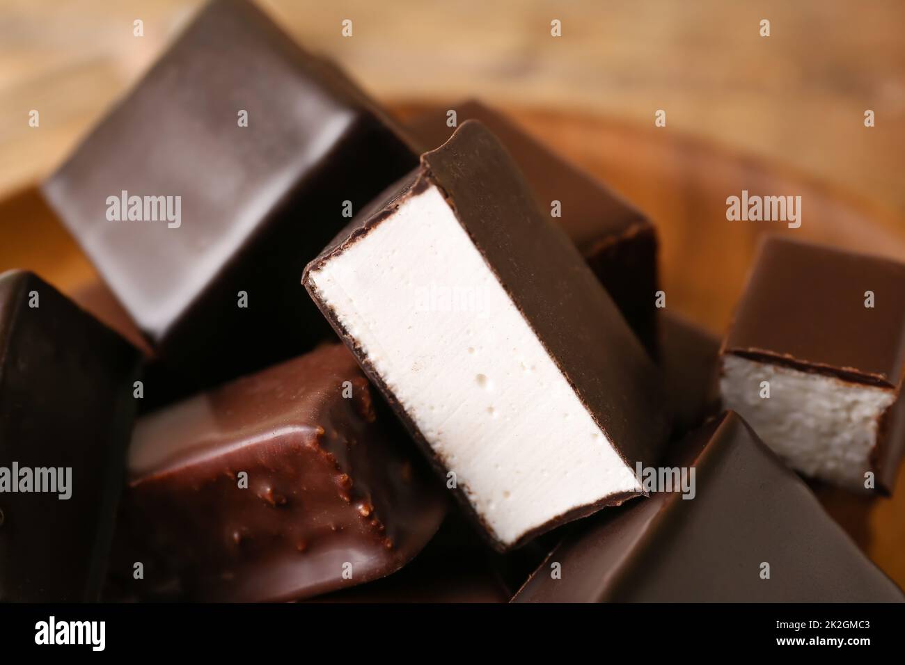 Delicious bird's milk candies, closeup Stock Photo - Alamy
