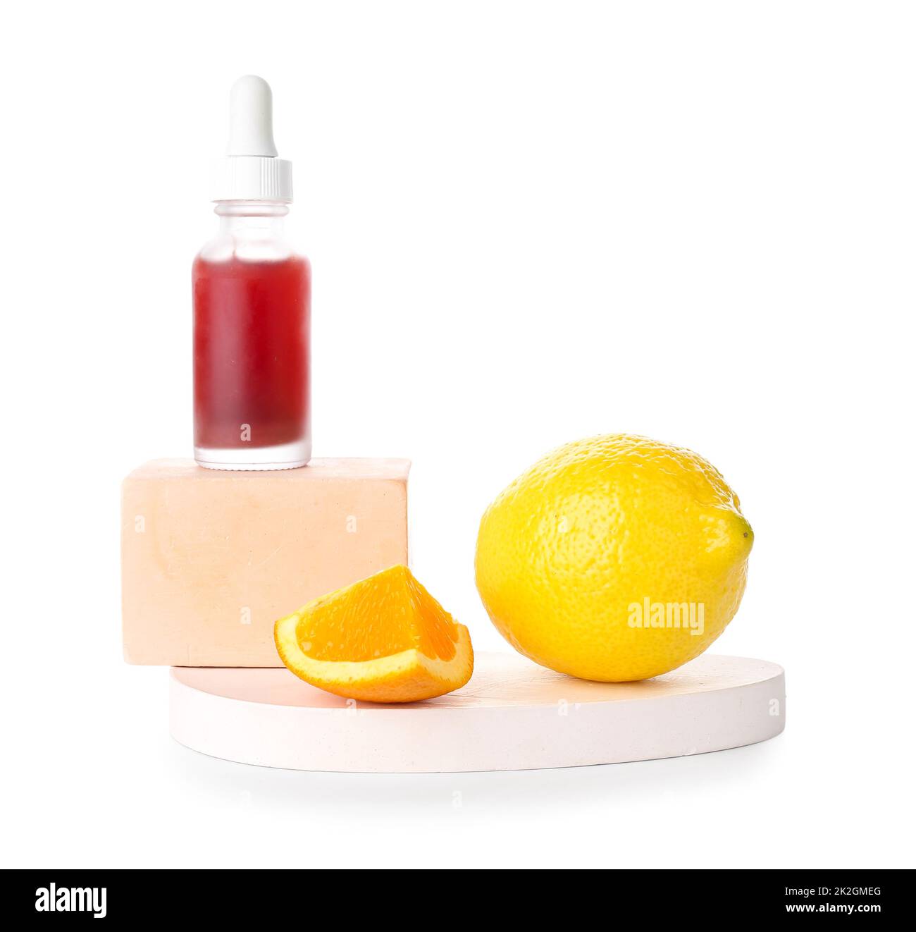 Composition bottle natural serum Cut Out Stock Images & Pictures - Alamy