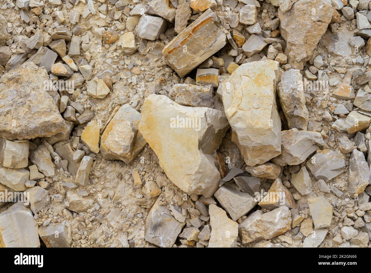 Ruins in a quarry. Dumps of clay and crushed stone in a quarry. Abandoned mine. Extraction of ...