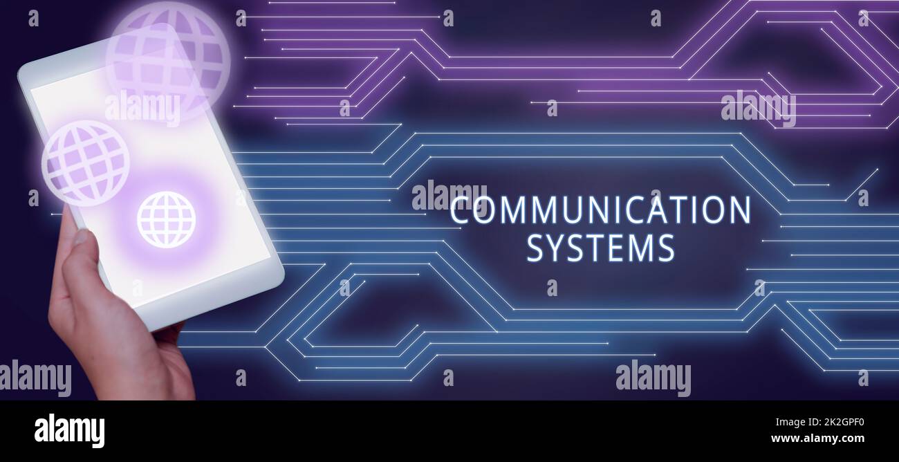 Hand writing sign Communication Systems. Internet Concept Flow of ...