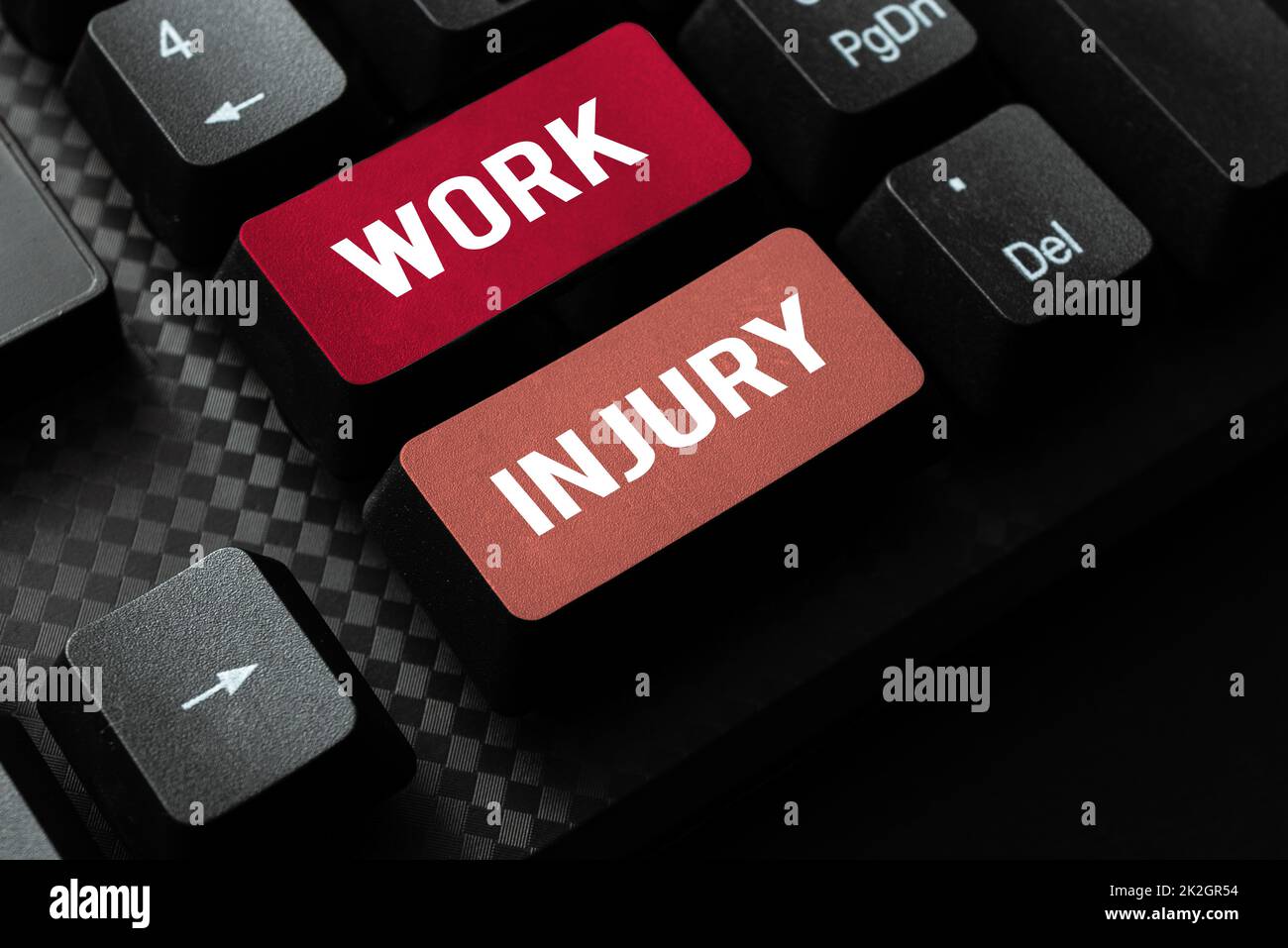 Text showing inspiration Work Injury, Business overview Accident in job ...