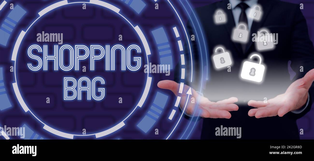 Writing displaying text Shopping Bag. Business approach Containers for ...