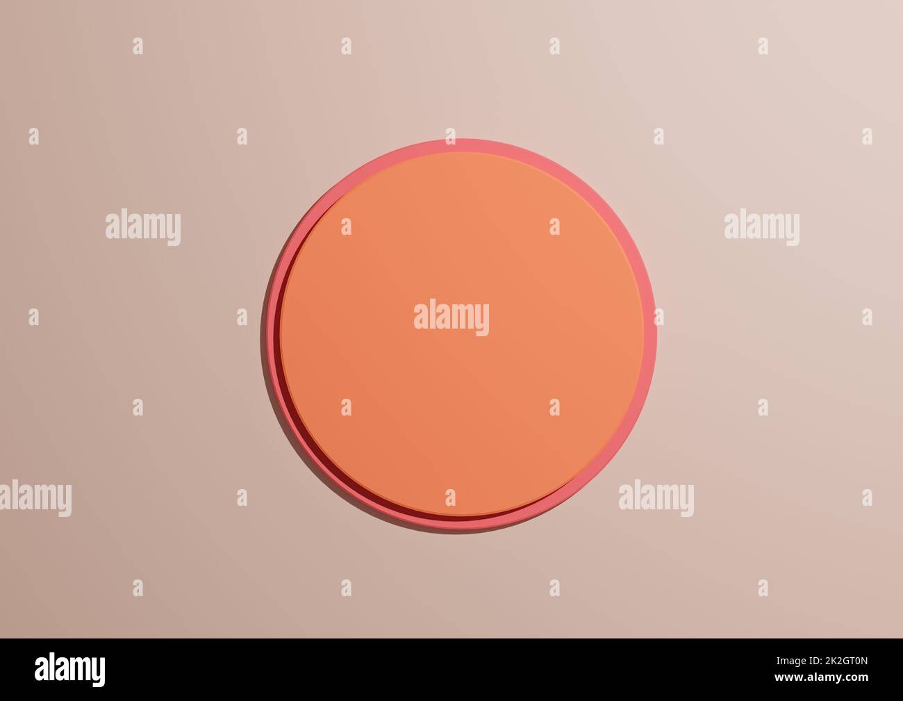 3D illustration of a bright orange circle podium or stand top view flat ...