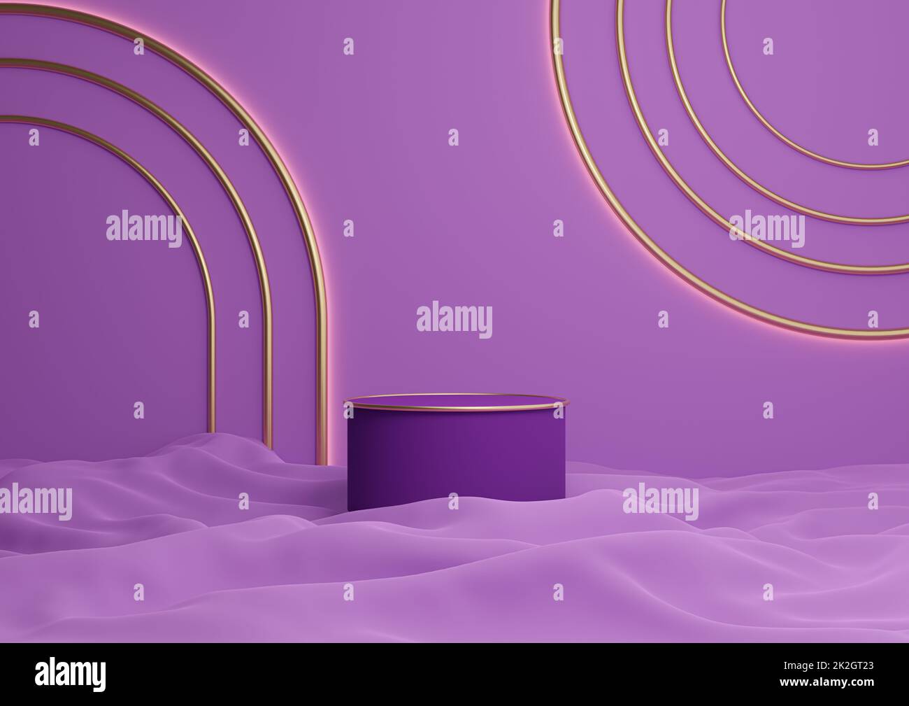 Bright purple, violet 3D rendering luxurious product display cylinder ...