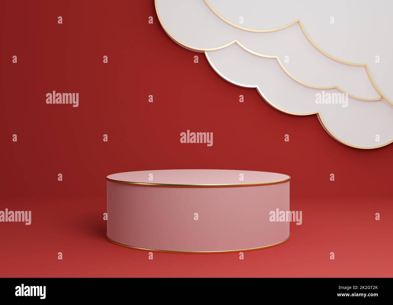 Bright maroon, dark red 3D rendering product display podium or stand ...