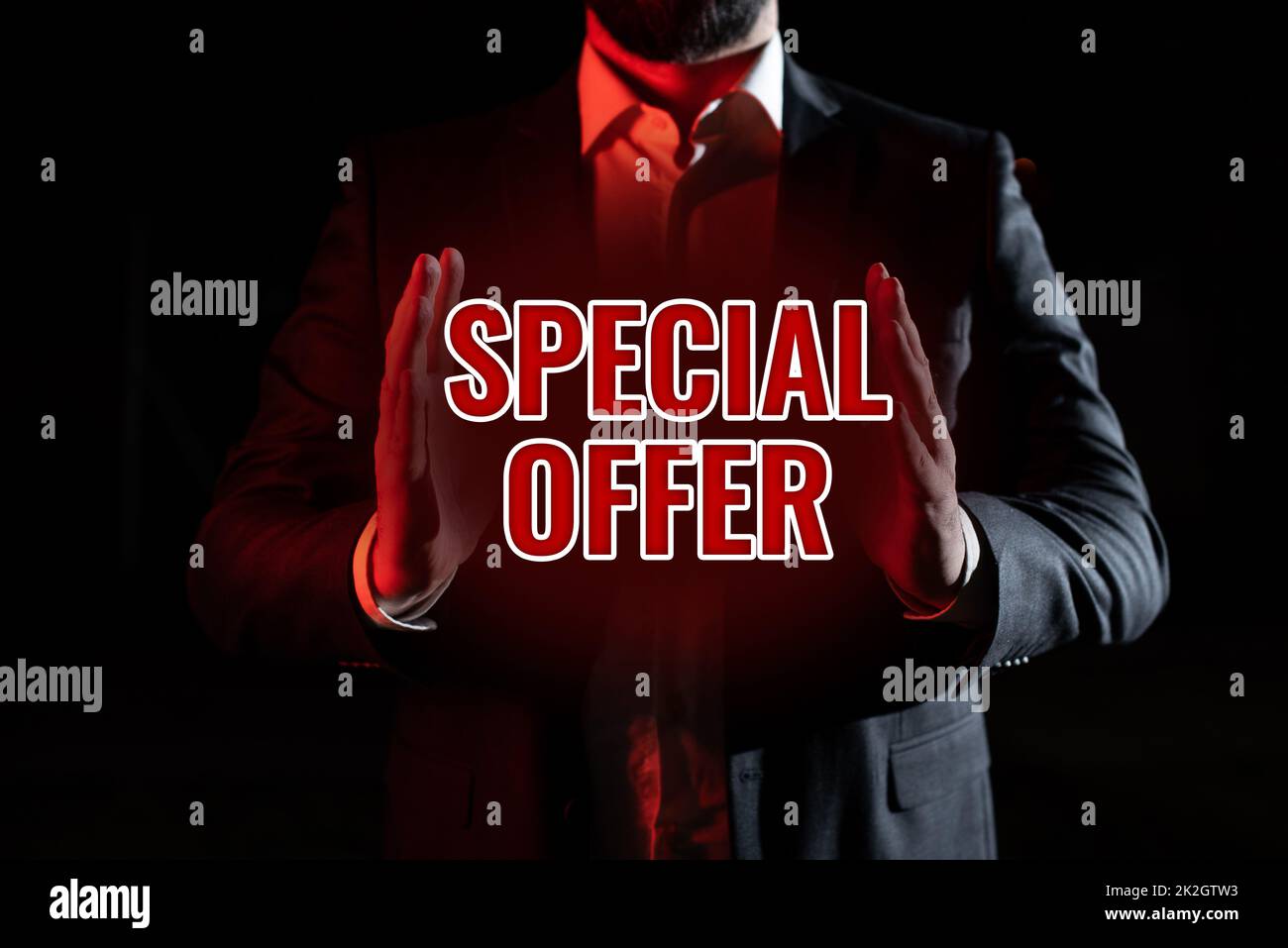 Sign displaying Special Offer. Internet Concept Selling at a lower or ...