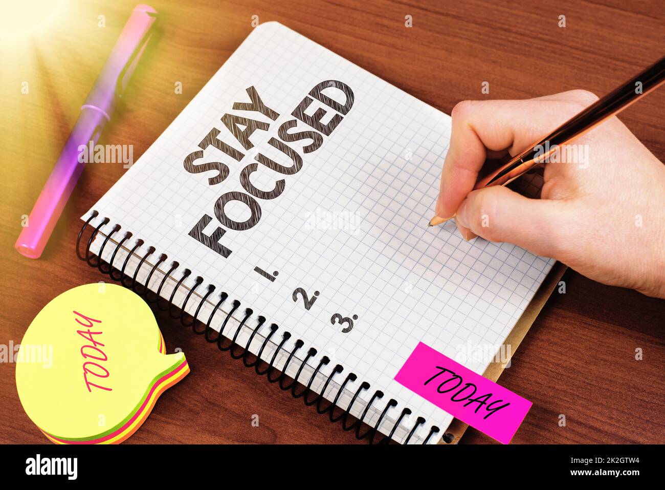 Conceptual caption Stay Focused. Business approach Be attentive Concentrate Prioritize the task ...