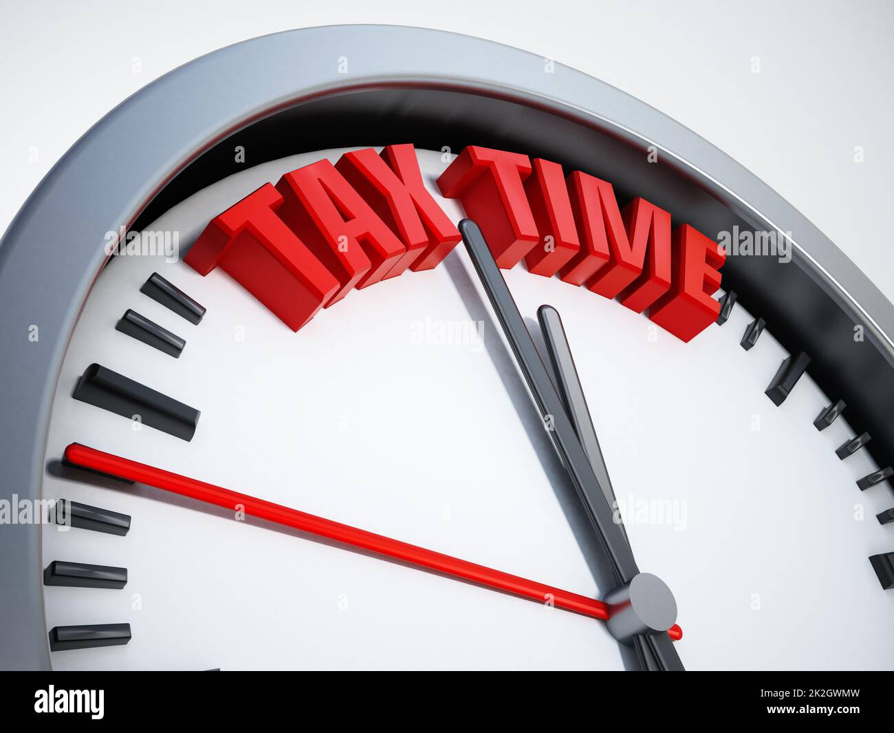 Clock hand pointing tax time Stock Photo - Alamy