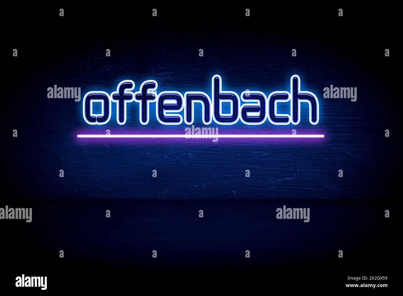 Offenbach - blue neon announcement signboard Stock Photo - Alamy