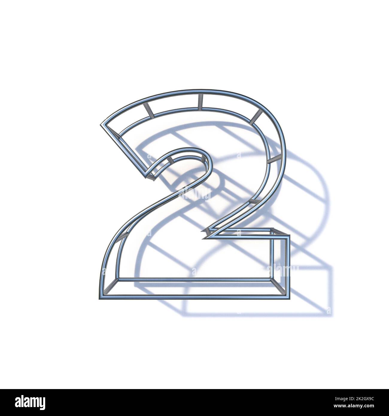 Steel wire frame font Number 2 TWO 3D Stock Photo - Alamy