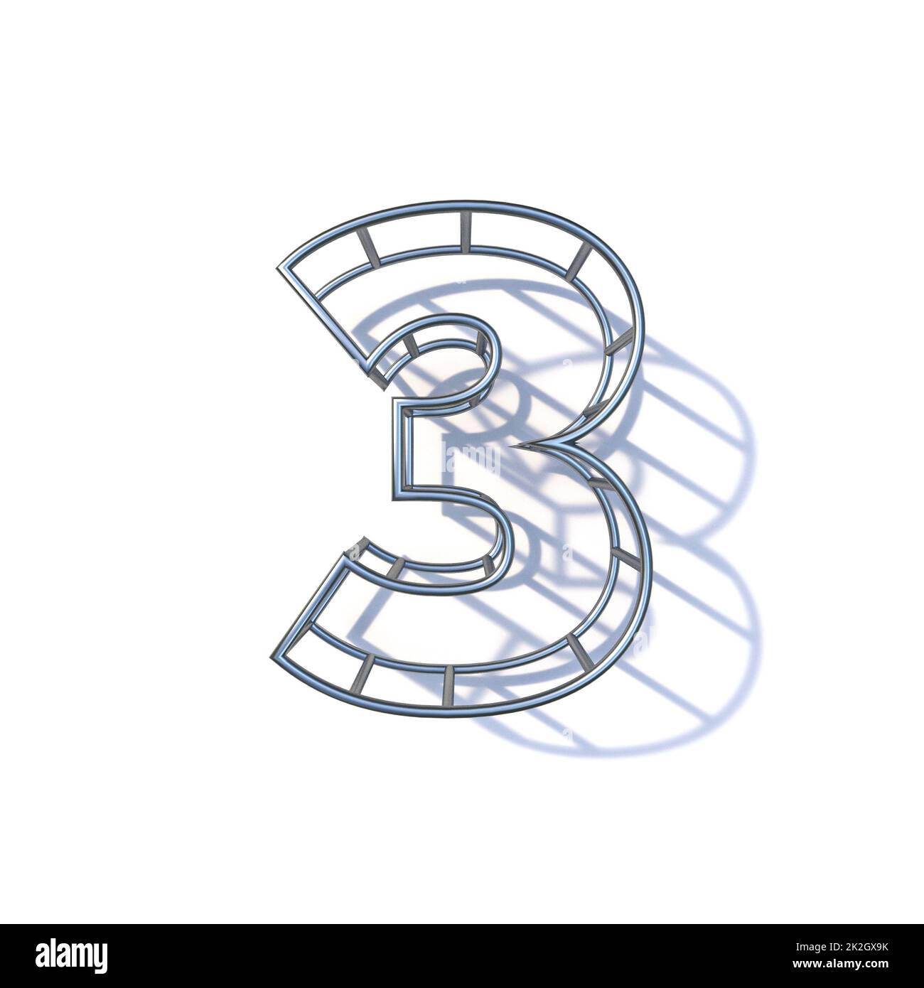 Steel wire frame font Number 3 THREE 3D Stock Photo - Alamy