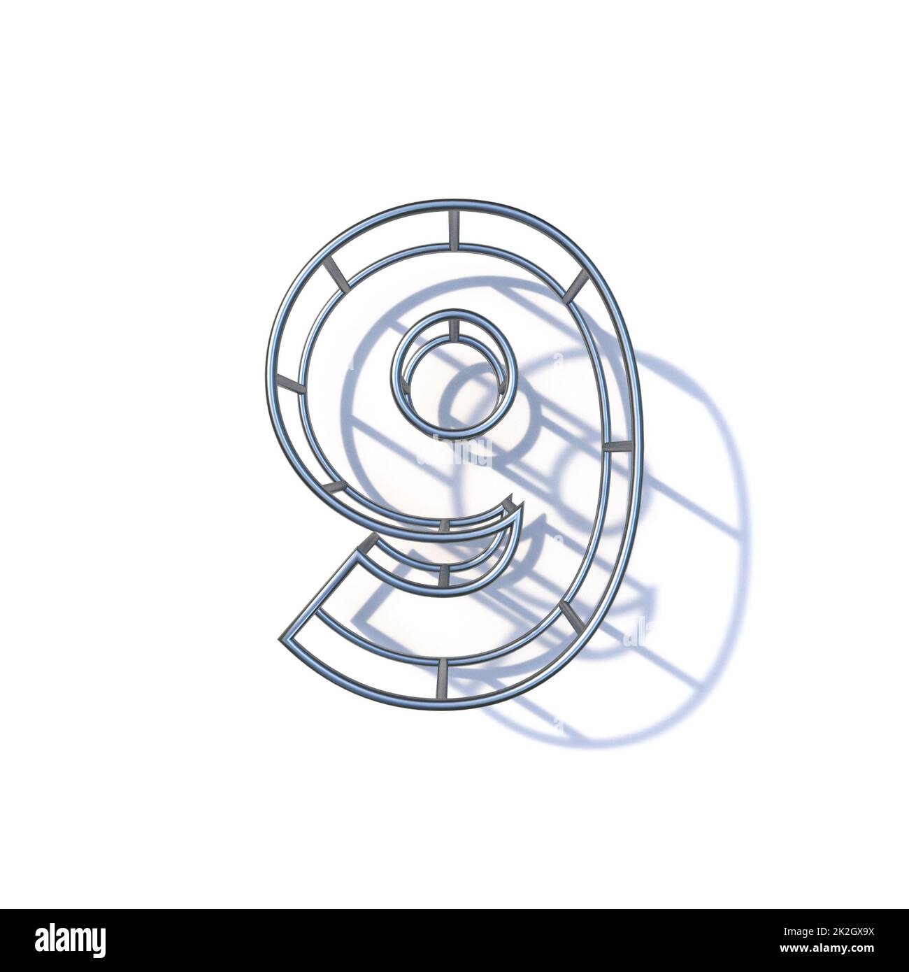 Steel wire frame font Number 9 NINE 3D Stock Photo - Alamy