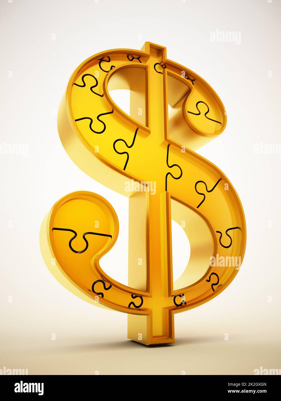 Gold dollar symbol made of puzzle parts. 3D illustration Stock Photo ...