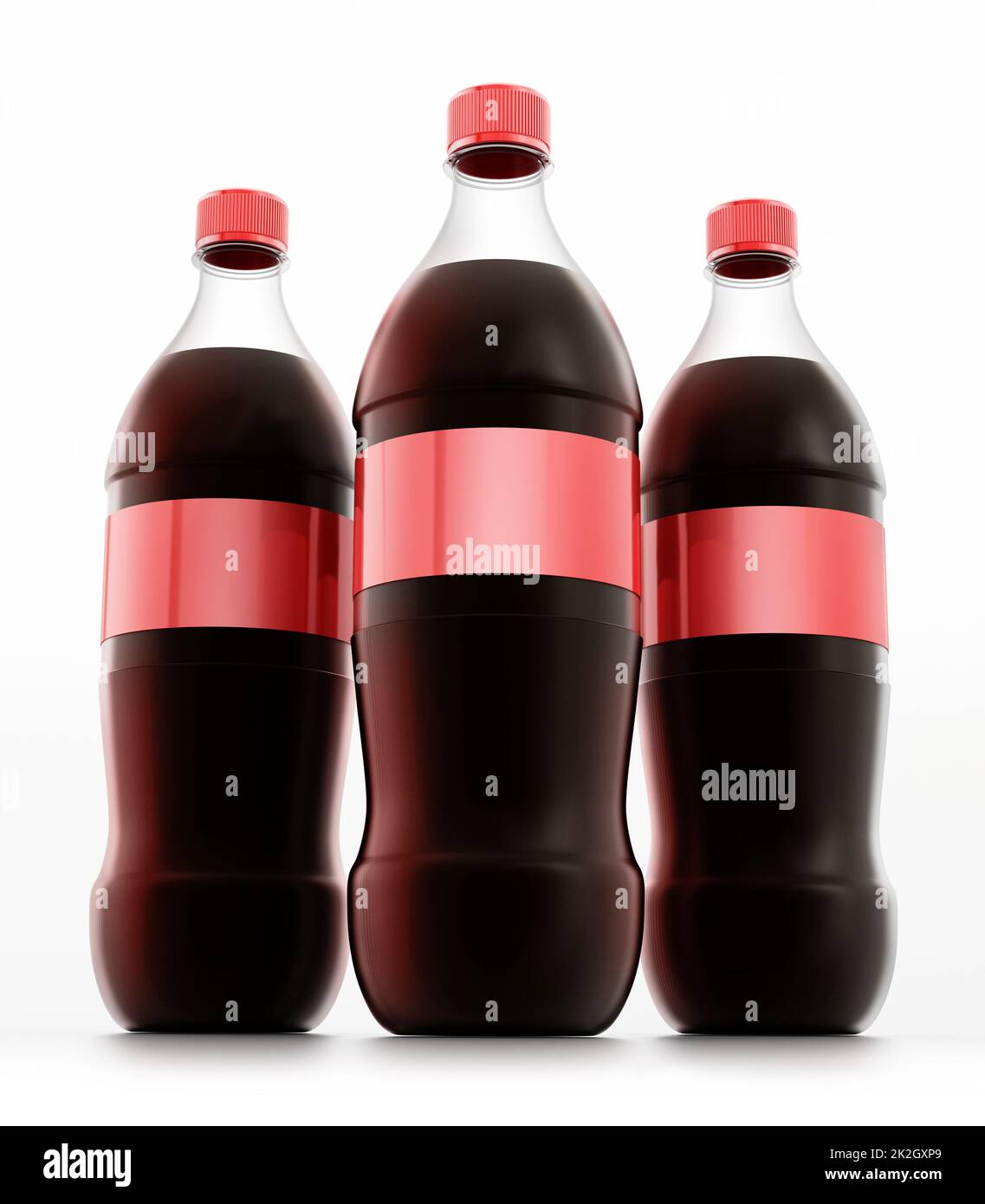Soda bottles with red label isolated on white background Stock Photo ...
