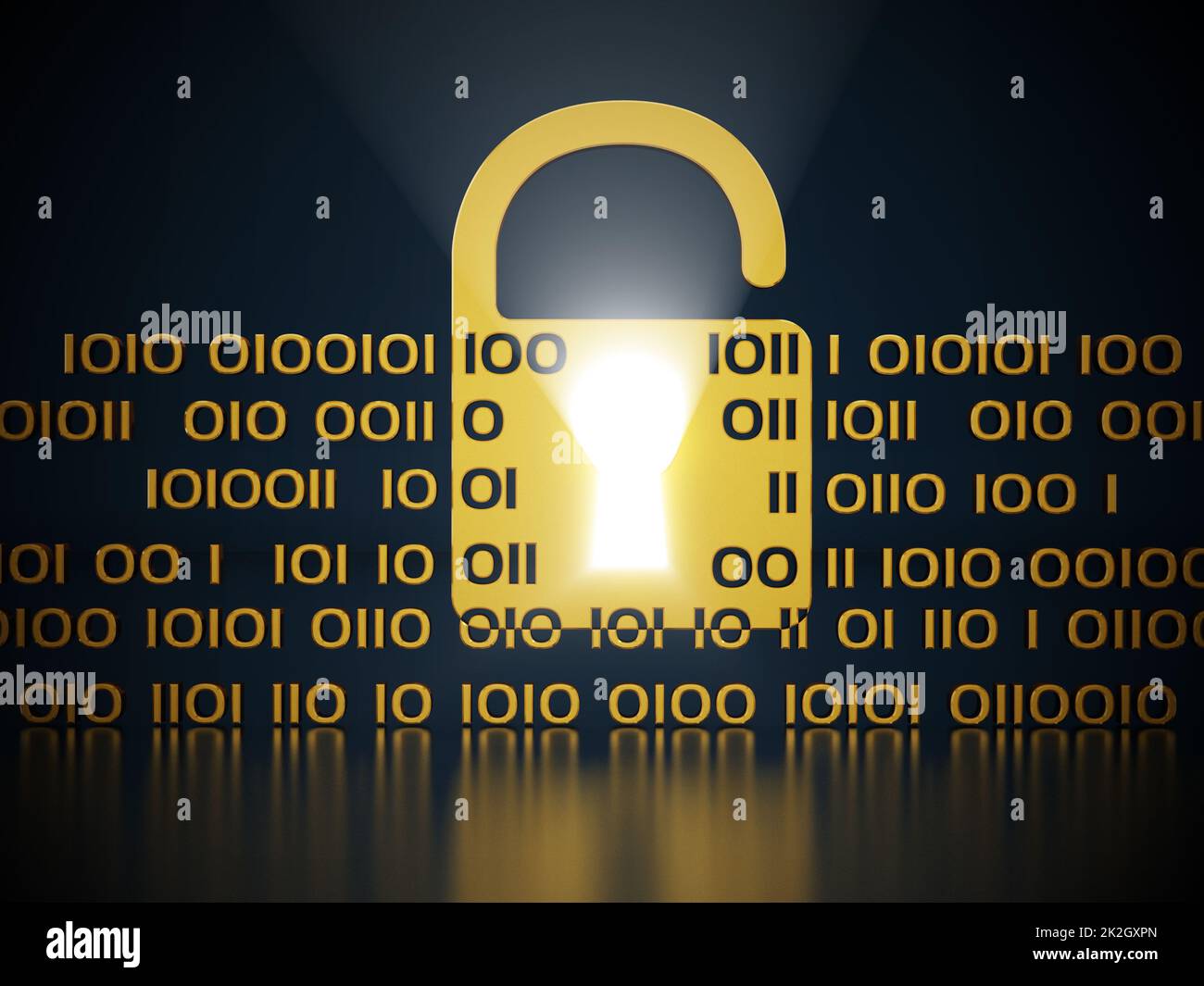 Padlock symbol and binary code on black background Stock Photo - Alamy