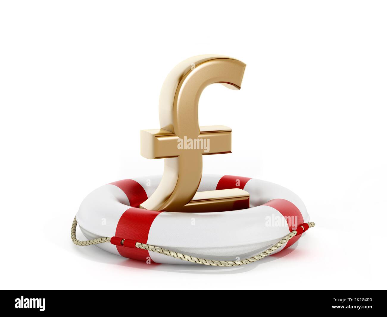 Gold pound sign inside life buoy Stock Photo - Alamy