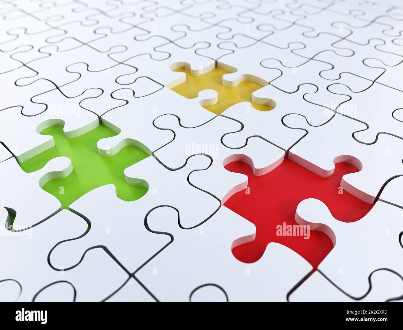 Jigsaw puzzle background with green, yellow and red holes Stock Photo ...