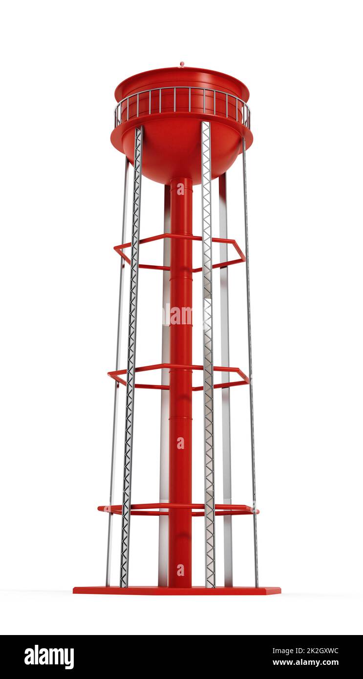 Red water tower Stock Photo - Alamy