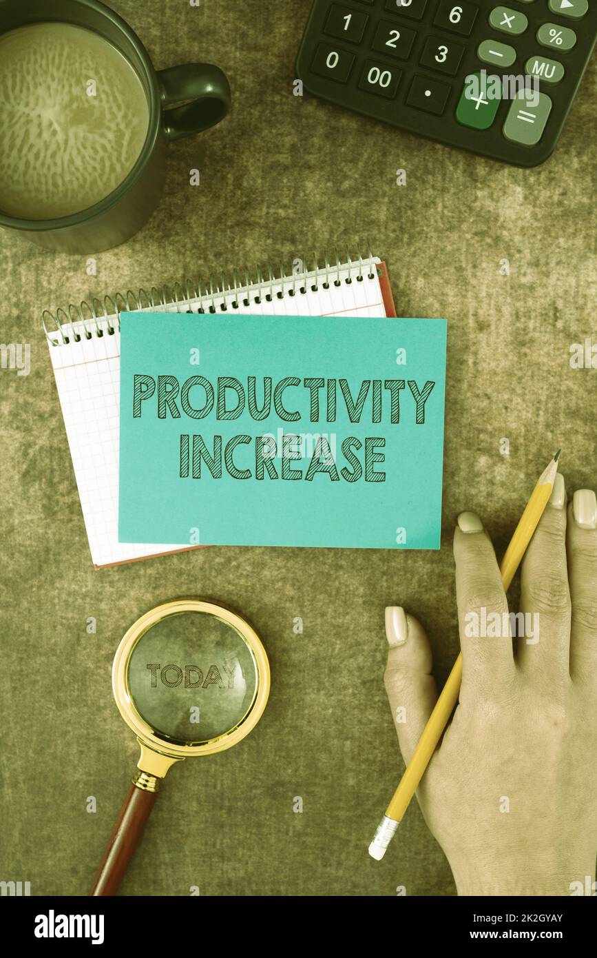 Text caption presenting Productivity Increase. Concept meaning get more ...