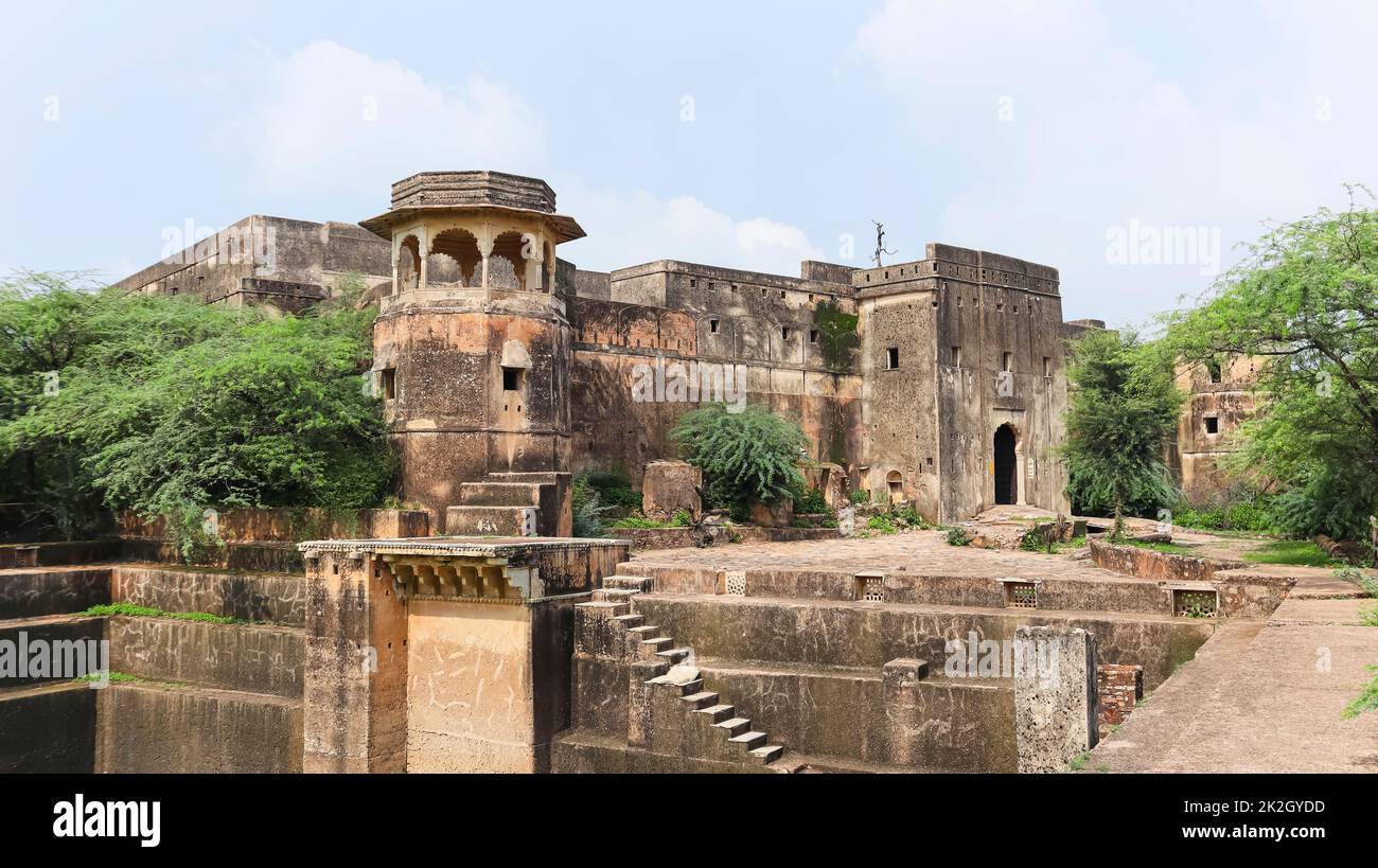 Step well and walls of Taragarh Fort, Bundi, Rajasthan, India Stock ...
