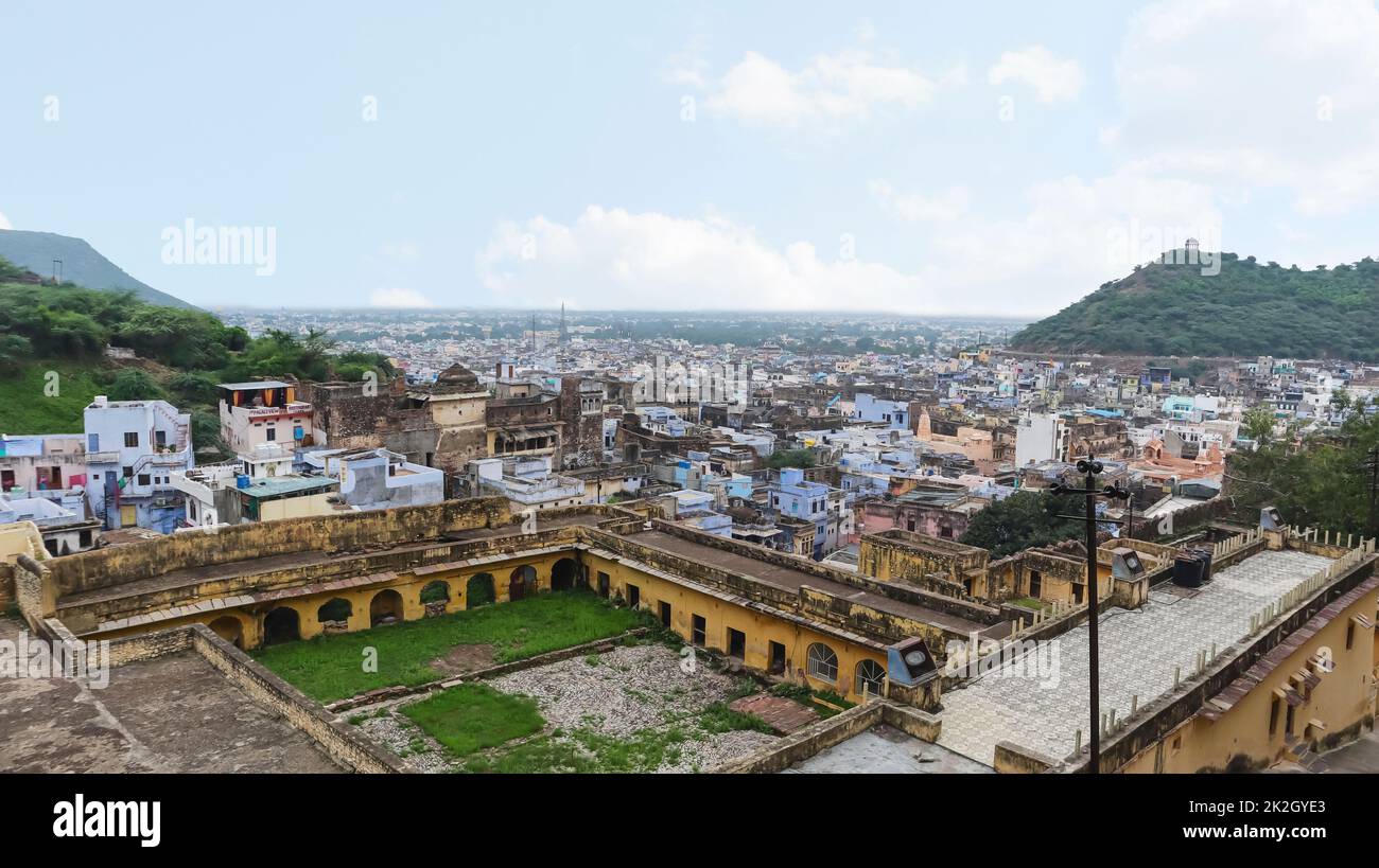 Aerial view of Fortress and Bundi City From Taragarh Fort, Bundi ...