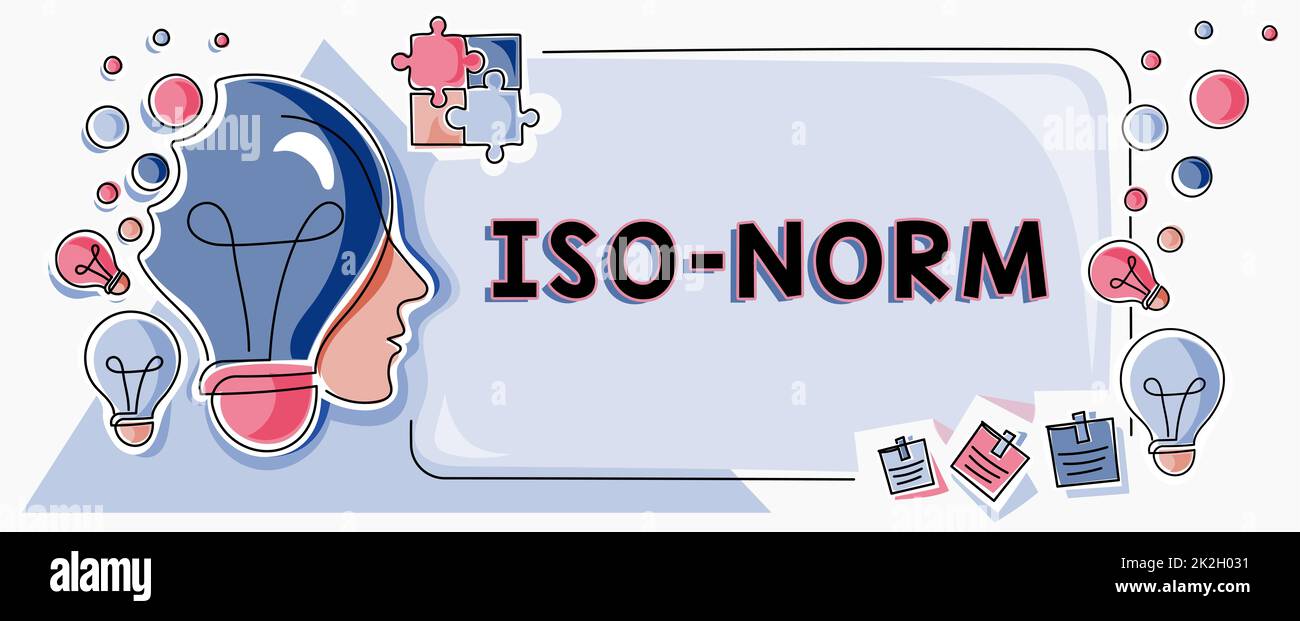 Text showing inspiration Iso Norm. Word Written on An accepted standard ...
