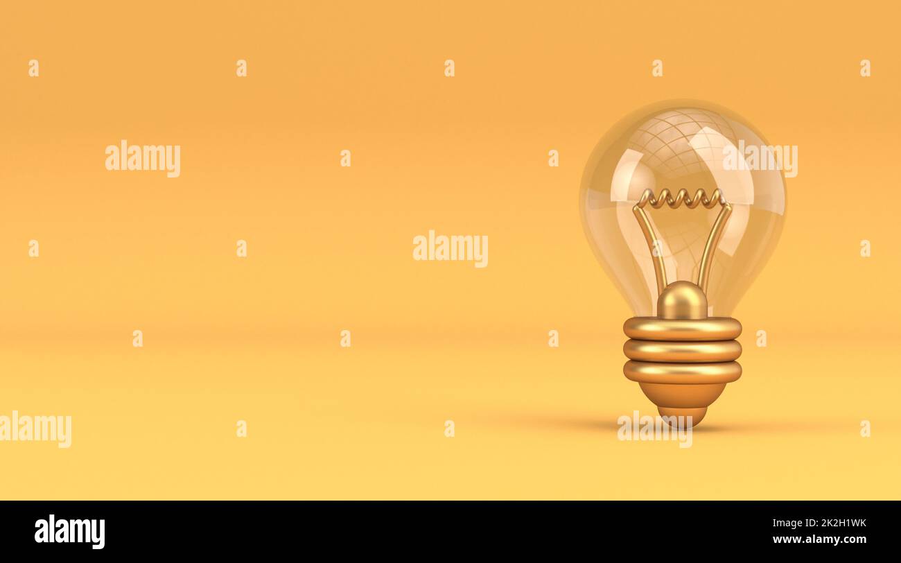 Yellow gold light bulb 3D Stock Photo - Alamy