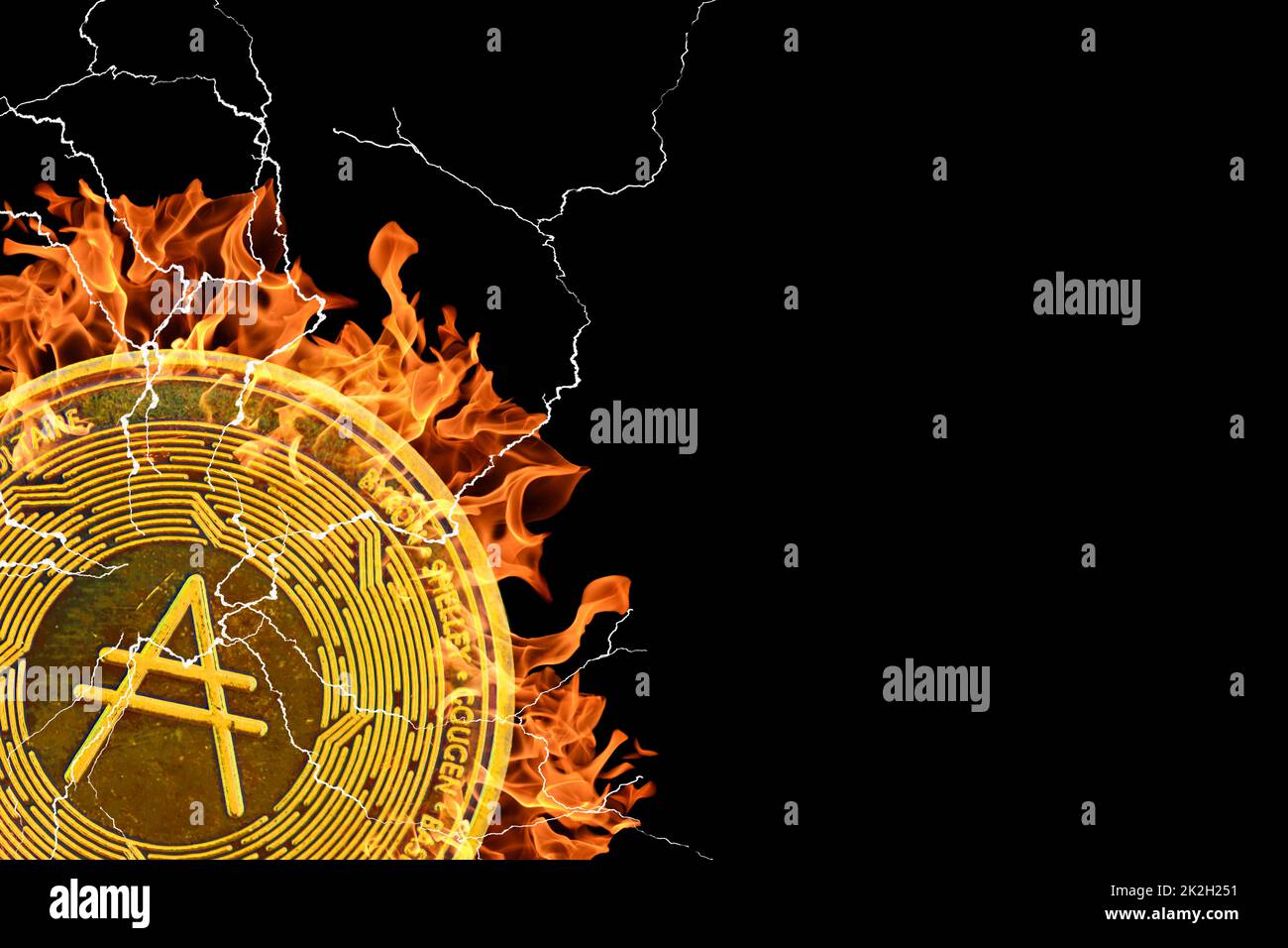 golden burning single ada from cardano crypto currency with many ...