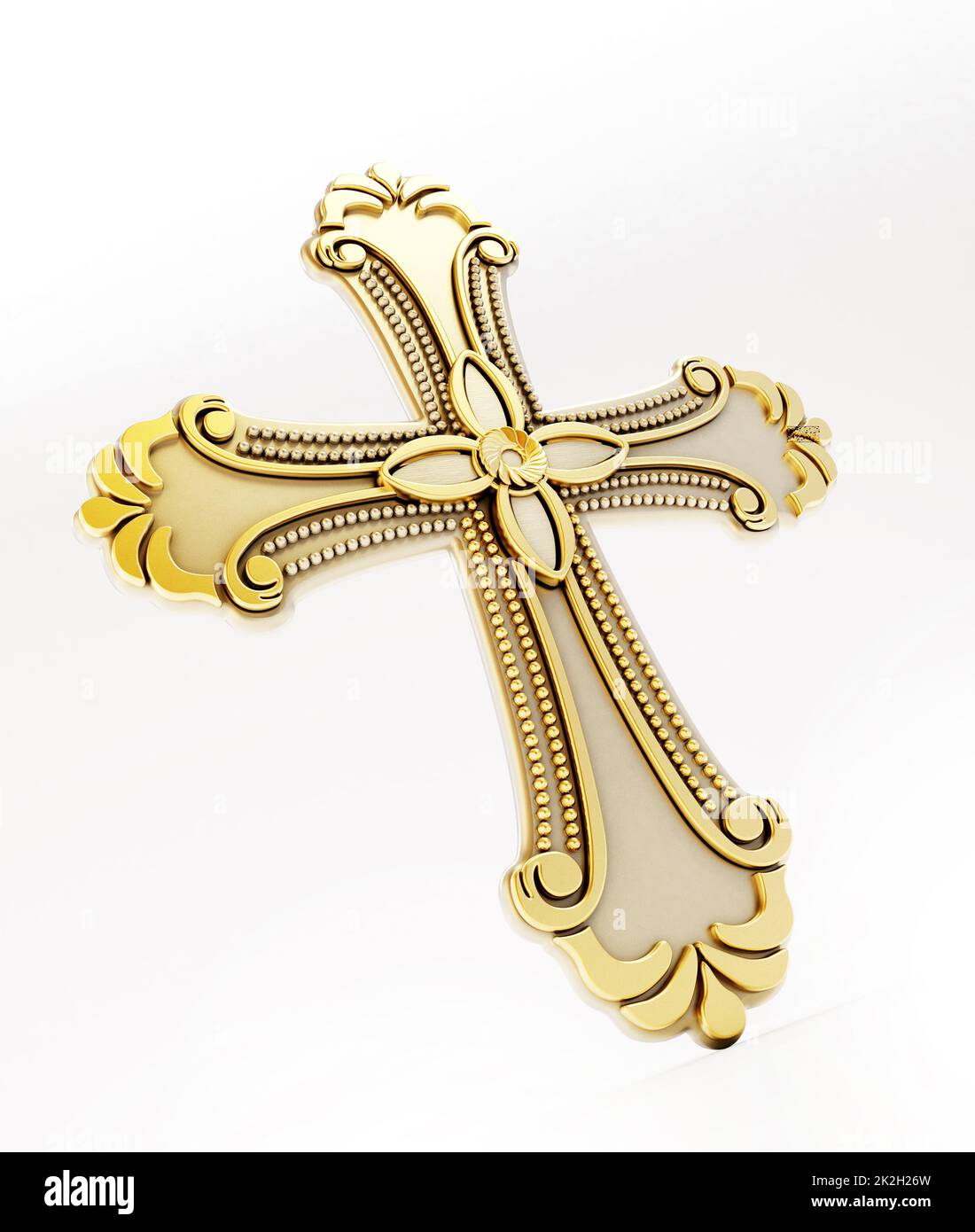Gold cross isolated on white background Stock Photo - Alamy