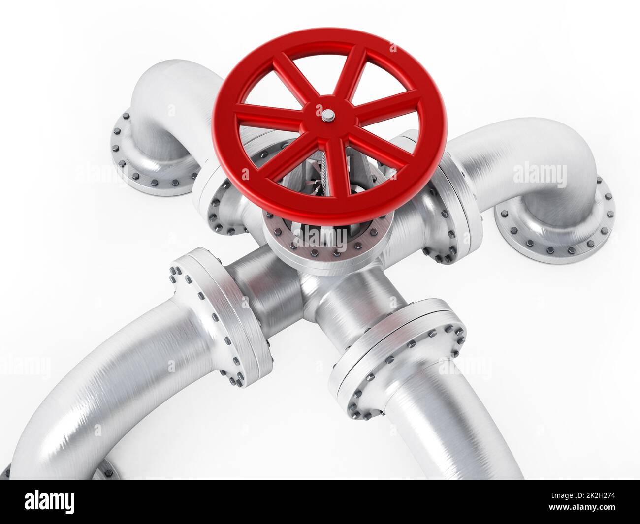 Red valve on metal pipe Stock Photo - Alamy