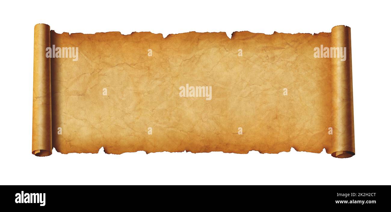 Old paper horizontal banner. Parchment scroll isolated on white Stock ...