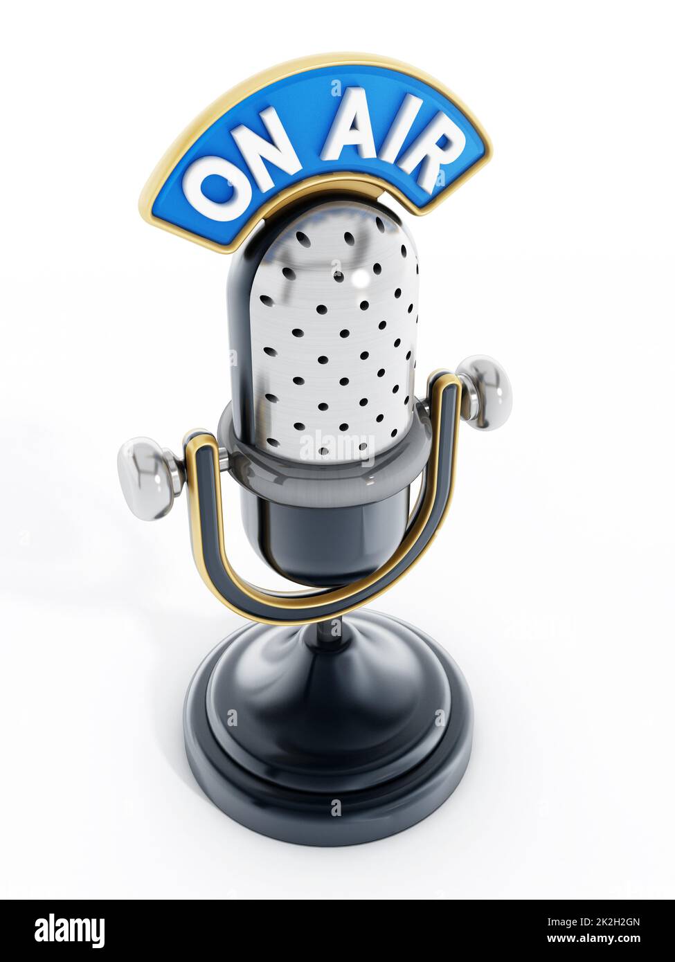Vintage microphone with on air text Stock Photo - Alamy