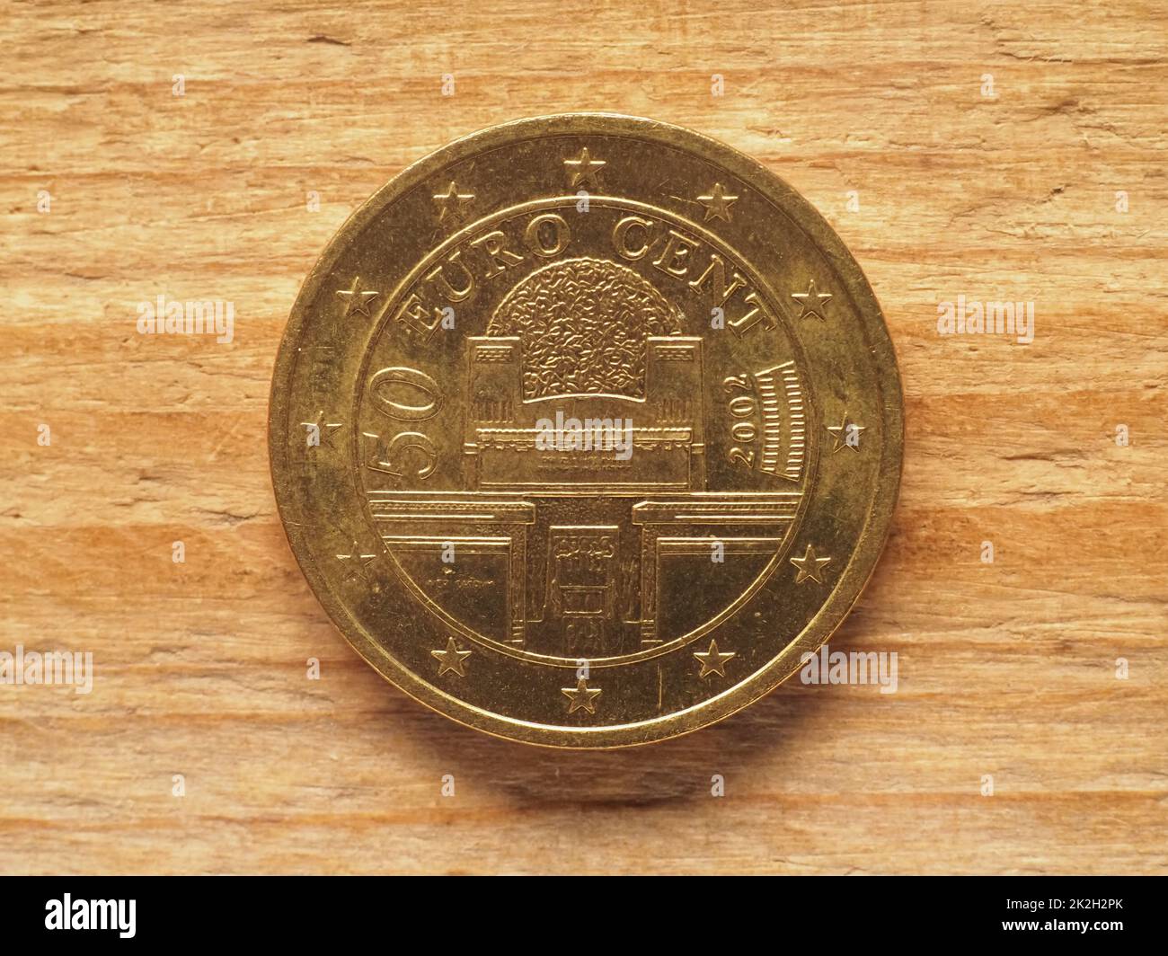 50 cents coin showing the Sezession building, currency of Austria, EU ...