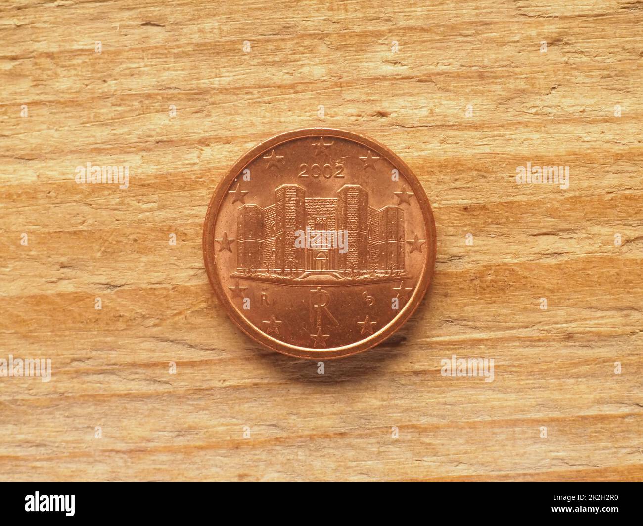 1 cent coin showing Castel del Monte, currency of Italy, EU Stock Photo ...